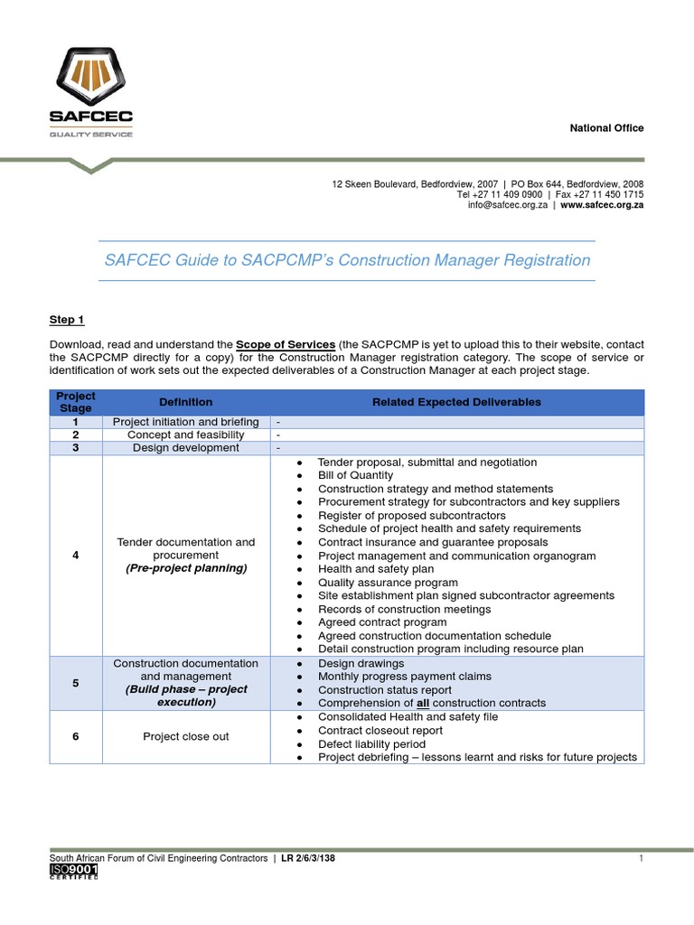 SAFCEC SACPCMP CMRegistratio | PDF | Postgraduate Education | Diploma