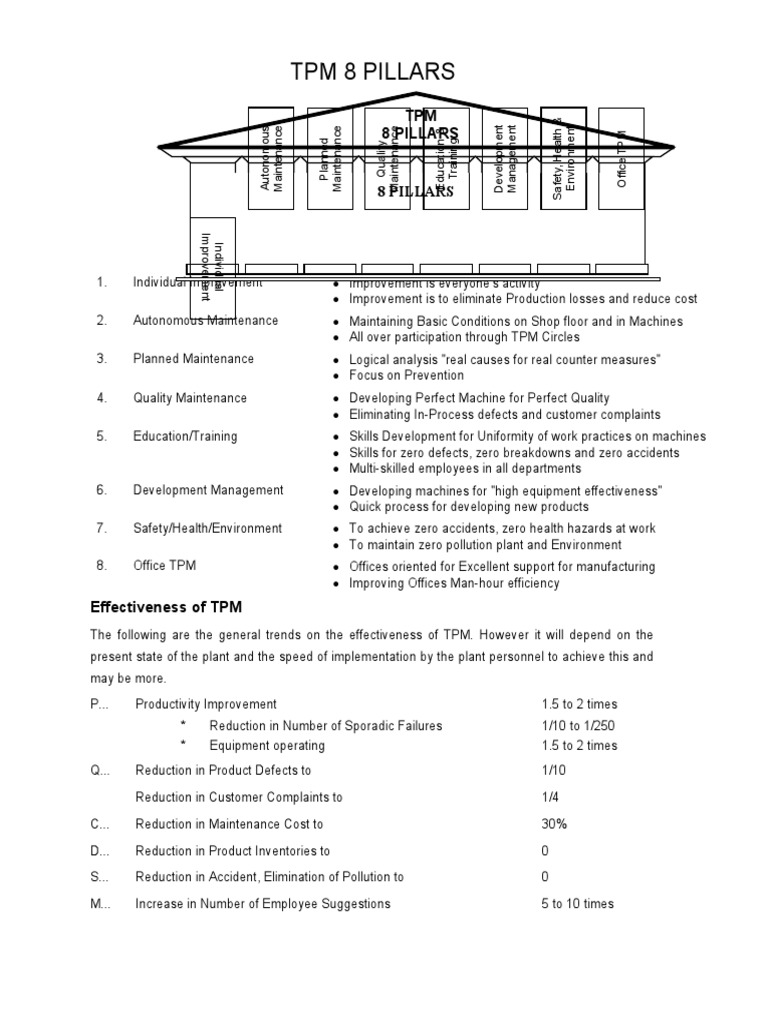 Tpm 8 Pillars Pdf Quality Assurance Economies