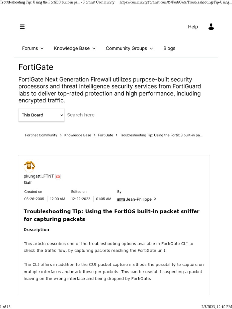 Troubleshooting Tip Using The FortiOS Built-In Pa... - Fortinet ...