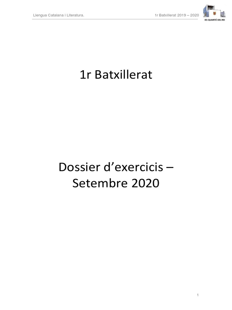 LLENGUA CATALANA 1r BATX | PDF