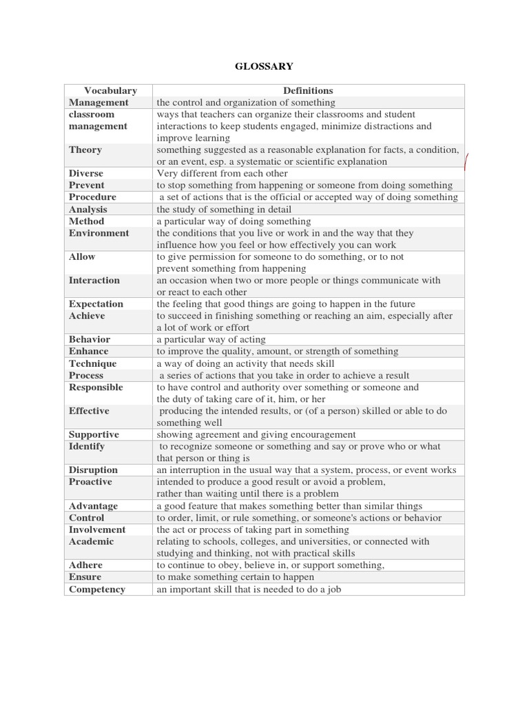 Essential Educational Vocabulary Guide | PDF | Classroom | Thought
