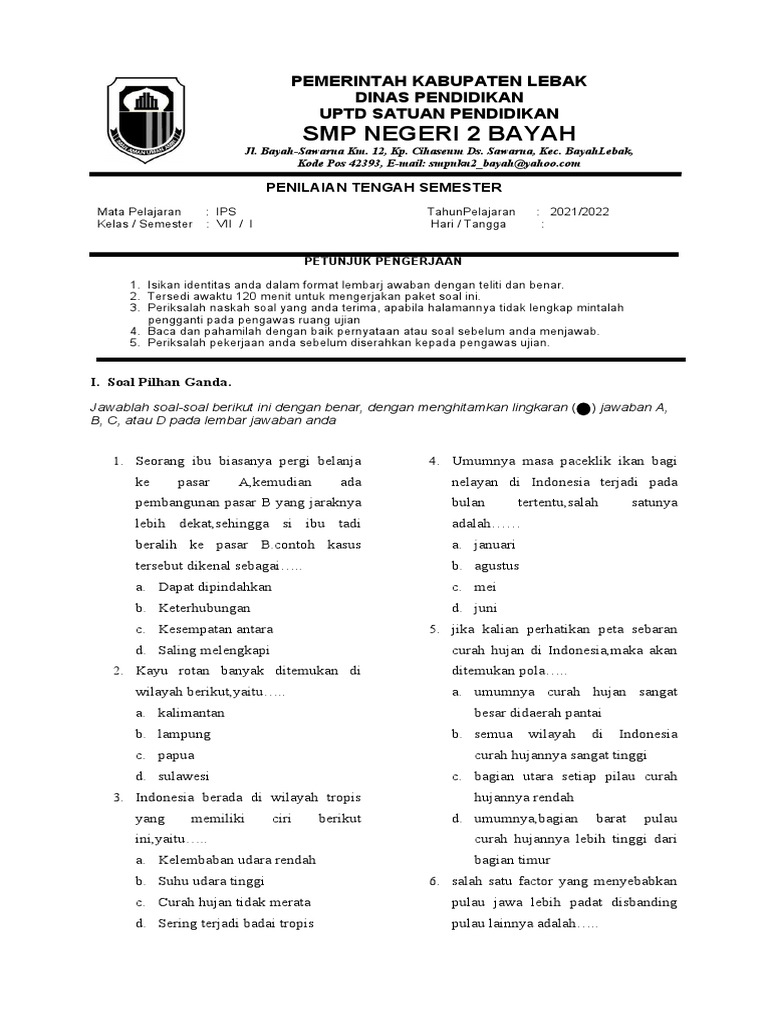 SOAL Pts Ips 7 | PDF