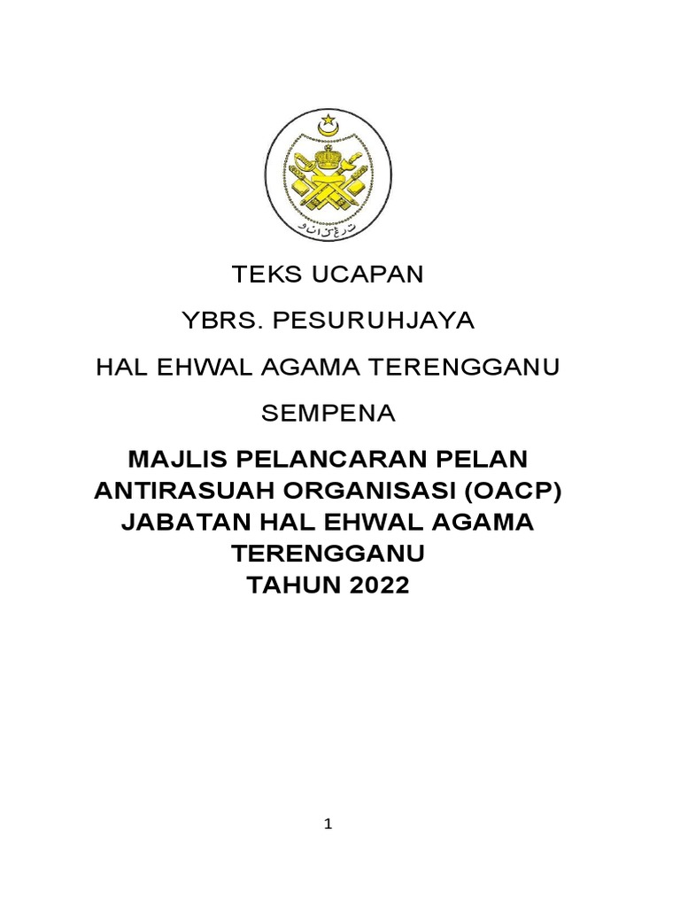 Teks Ucapan Majlis OACP PJ | PDF