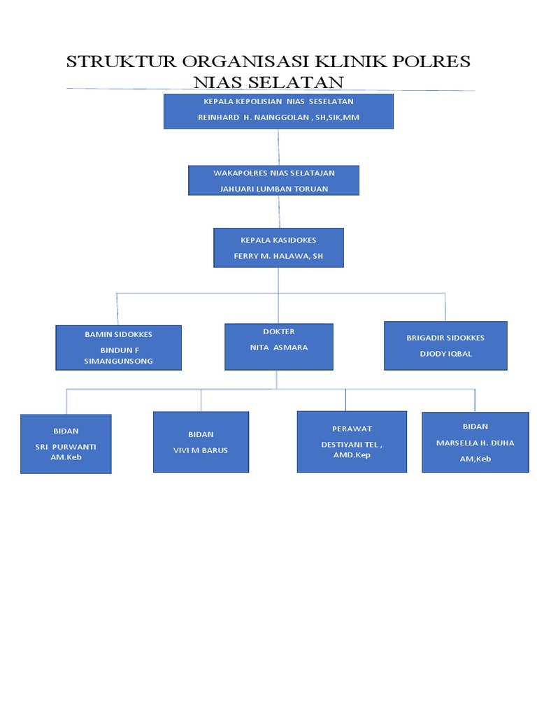 Struktur Organisasi Klinik Polres Nias Selatan | PDF