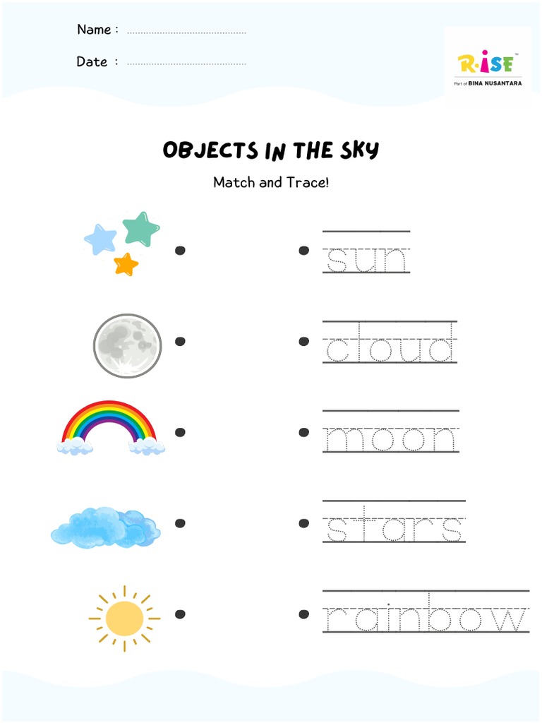Objects in The Sky Worksheet | PDF
