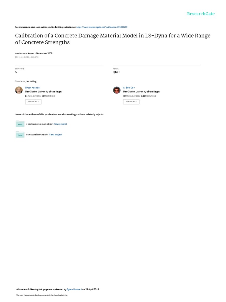 Calibration of Concrete Damage Material Model in LS-Dyna | PDF ...