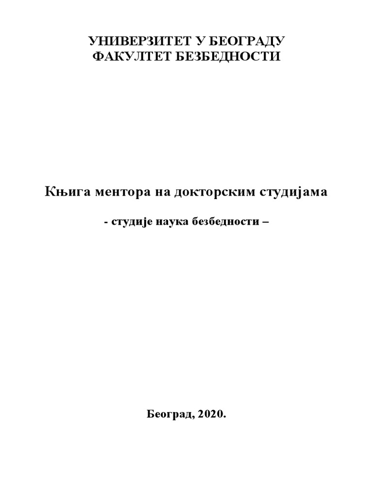 Knjiga Mentora Na Doktorskim Studijama - 20210202 | PDF