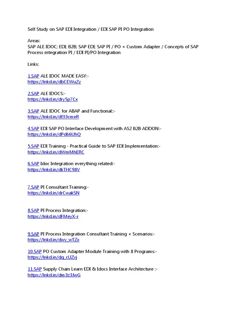 Self Study On SAP EDI Integration | PDF | Computers