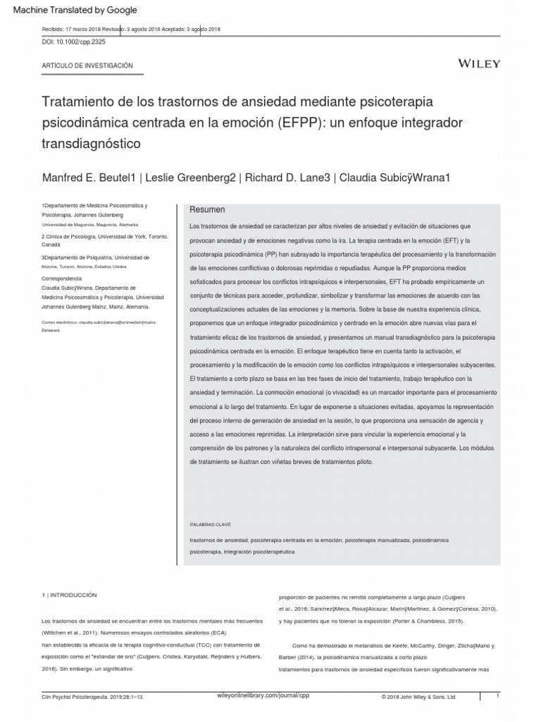 ES Treating Anxiety Disorders by Emotion Focused Psychodynamic ...
