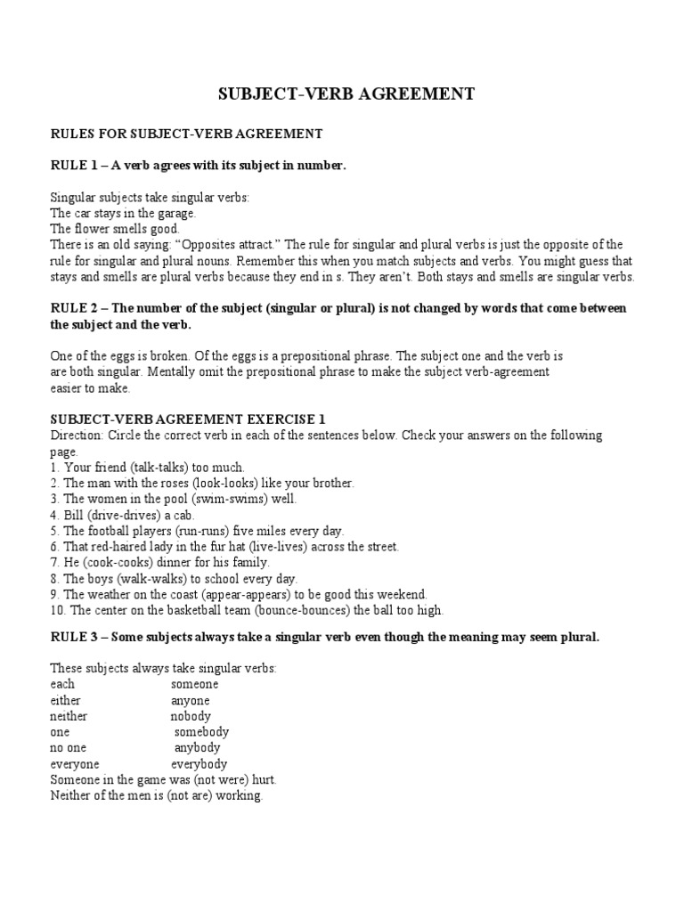Subject-Verb Agreement | PDF | Grammatical Number | Verb