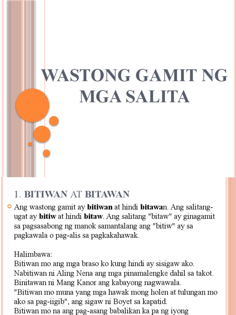 Wastong Gamit NG Mga Salita | PDF