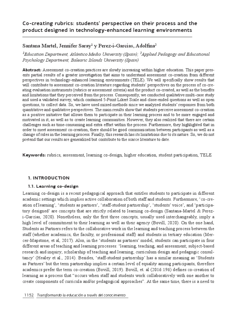 Co-Creating Rubrics: Students Perspective On Their Process and The Product Designed in ...