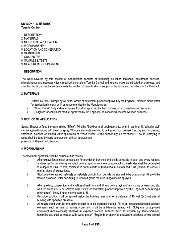 Termite Control Specifications | PDF