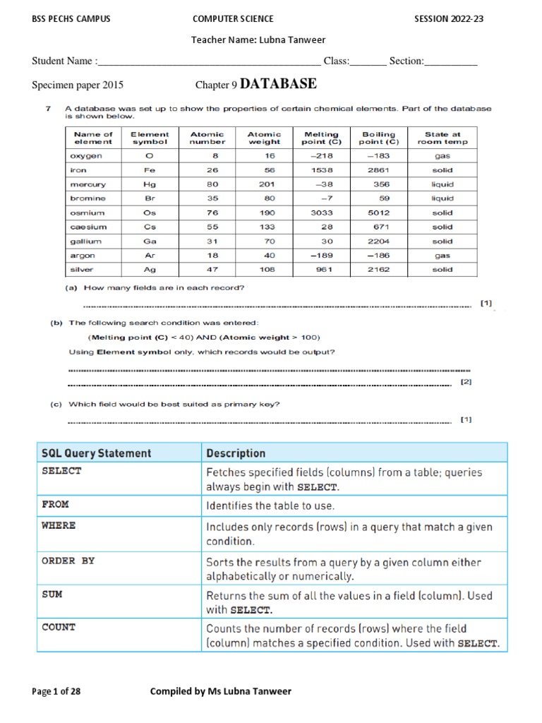 Chapter 9 Database 2023 | PDF | Databases | Software
