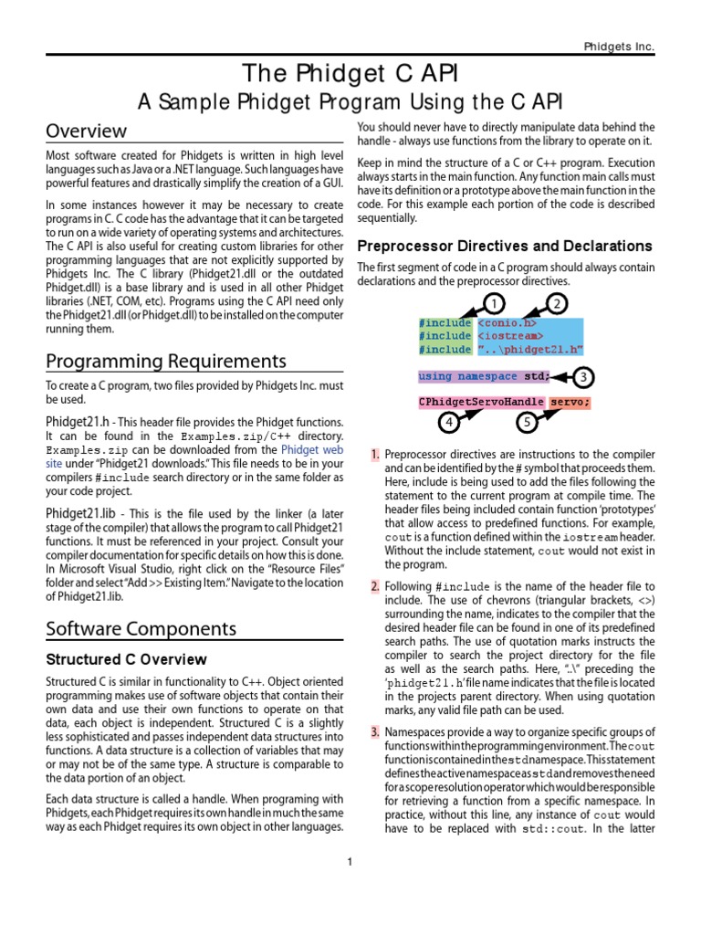 A Sample Phidget Program Using The C API | PDF | Pointer (Computer Programming) | Scope ...