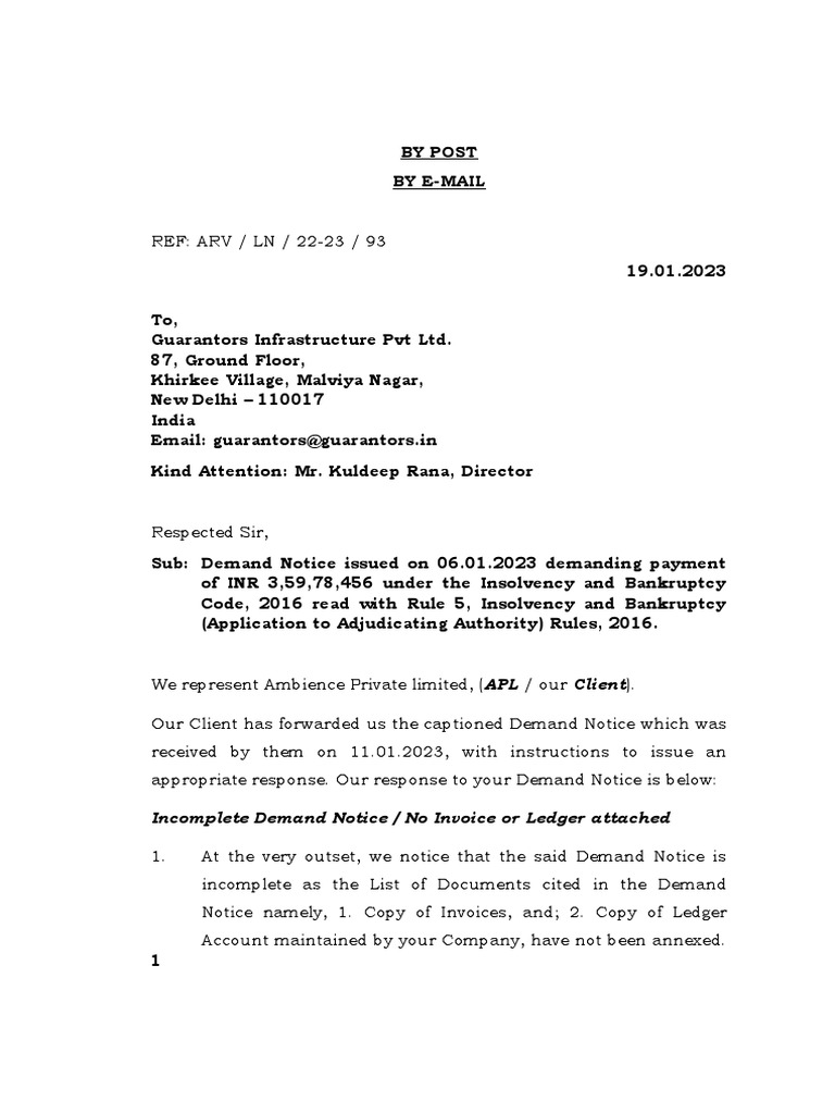 Guarantors Infrastructure-APL-Letter-Edit-19.01.2023 | PDF | Bankruptcy ...