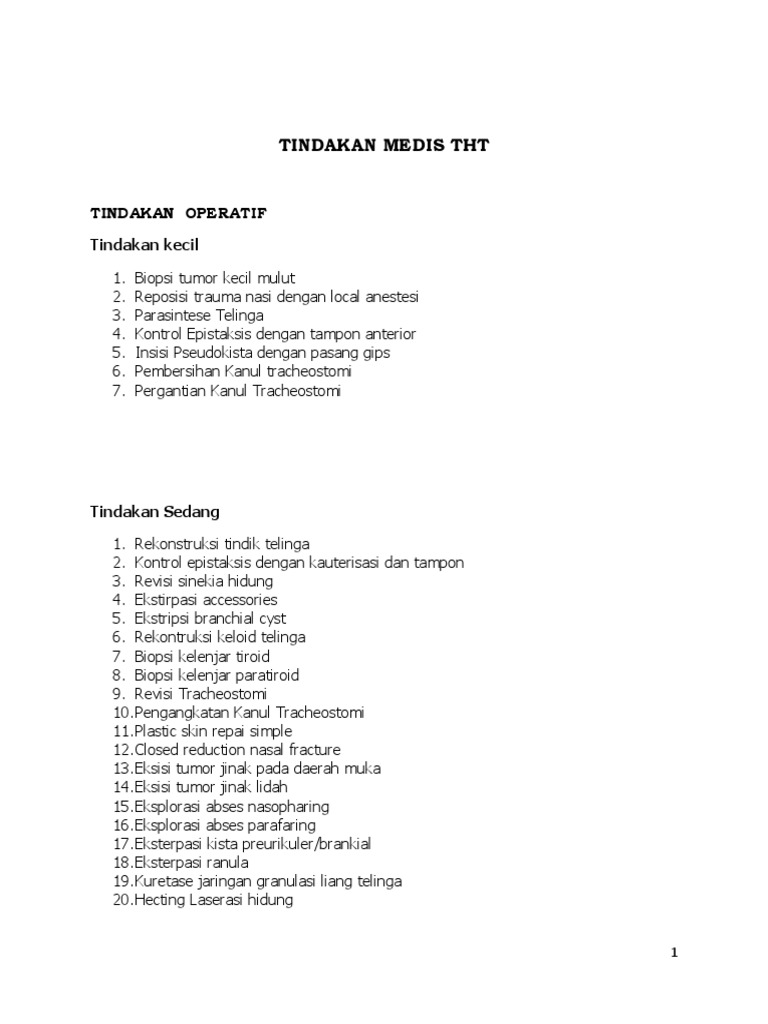 Kategori Tindakan THT Operatif Fix | PDF | Griya & Taman | Sains & Matematika