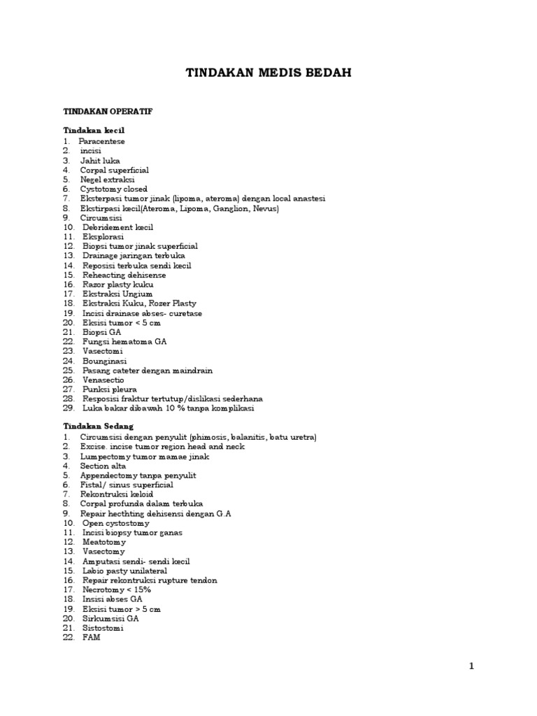 Kategori Tindakan Bedah Operatif Fix | PDF