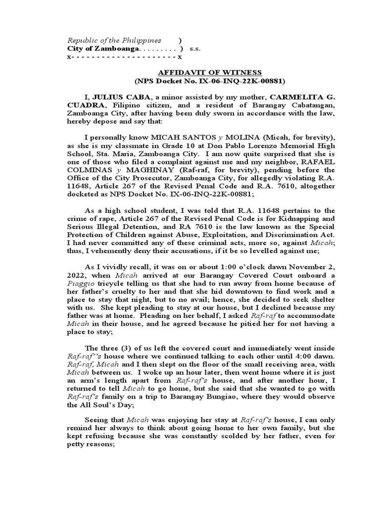 Counter Affidavit of Julius Camba | PDF | Crime & Violence | Criminal ...