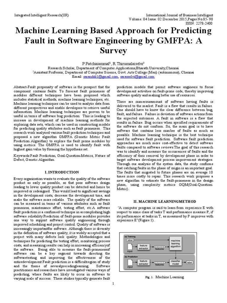 Machine Learning Based Approach For Predicting Fault in Software ... Machine Learning Based Approach For Predicting Fault in Software ...