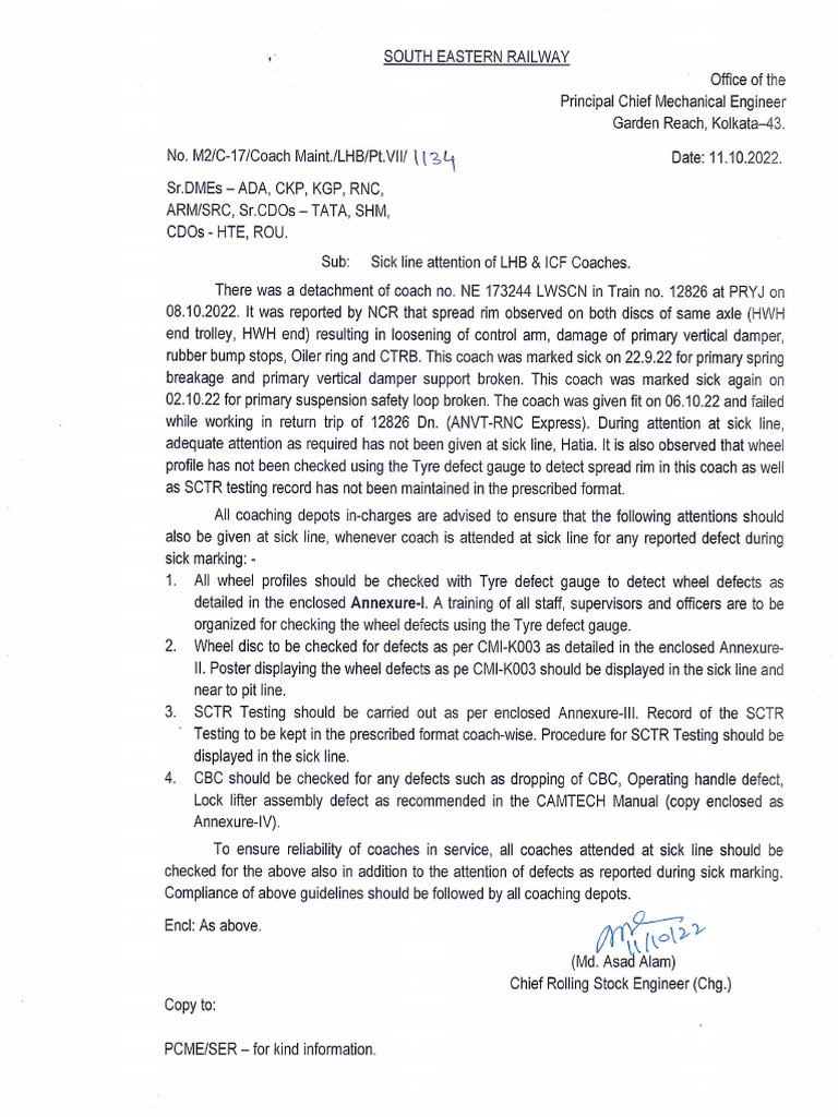 Sick Line Attention of LHB & ICF Coaches | PDF