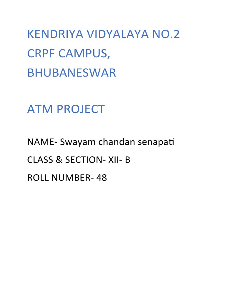 ATM Project - Py | PDF | Automated Teller Machine | Python (Programming Language)