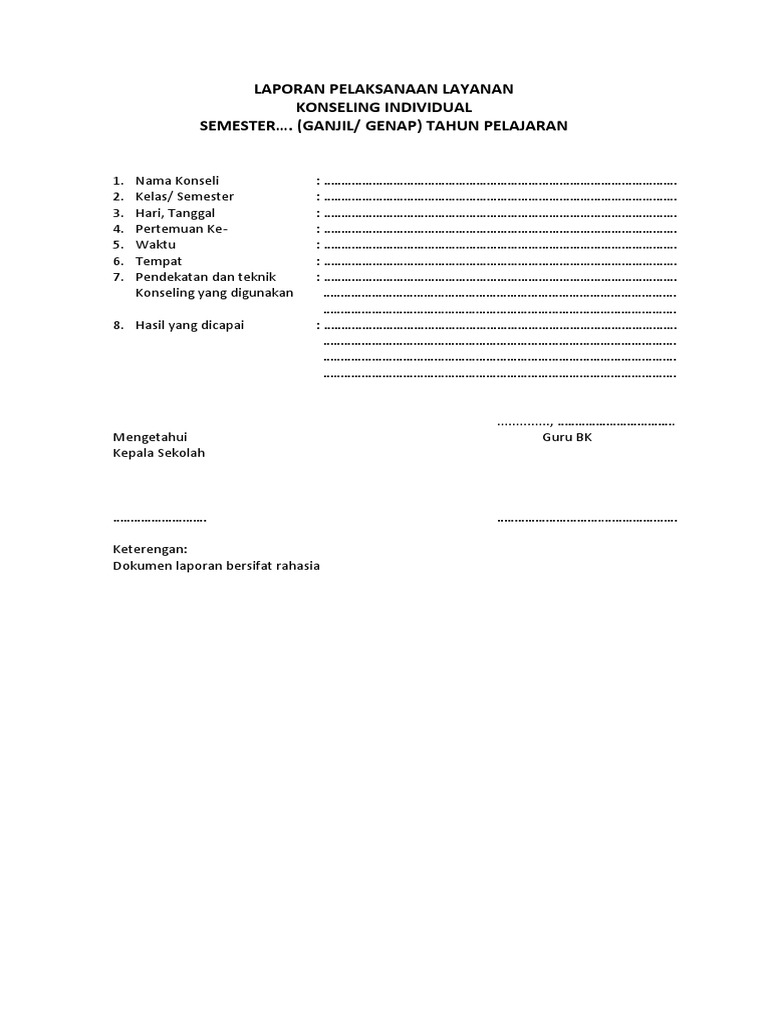 Laporan Pelaksanaan Konseling Individual | PDF