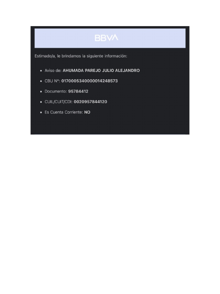 Constancia de Cbu Bbva | PDF