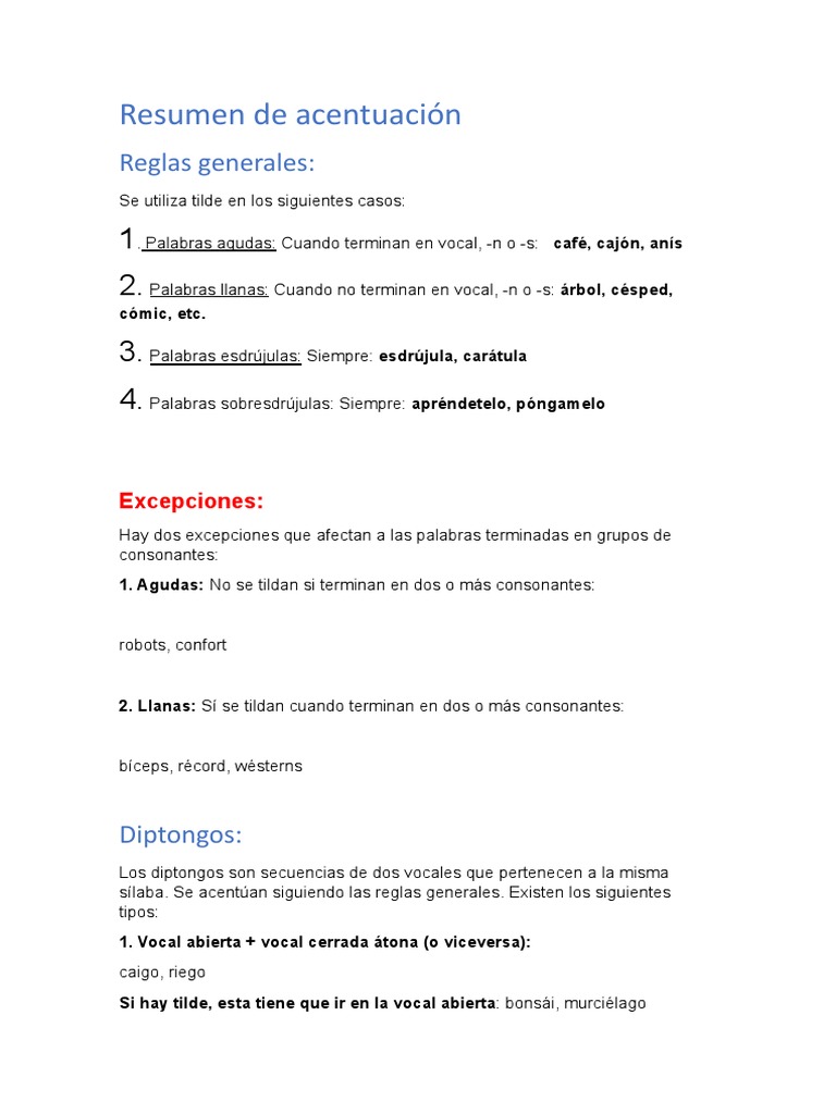 Reglas de Acentuación en Español | PDF | Voz humana | Idiomas