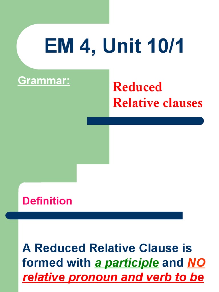 Reduced Relative Clauses Guide | PDF