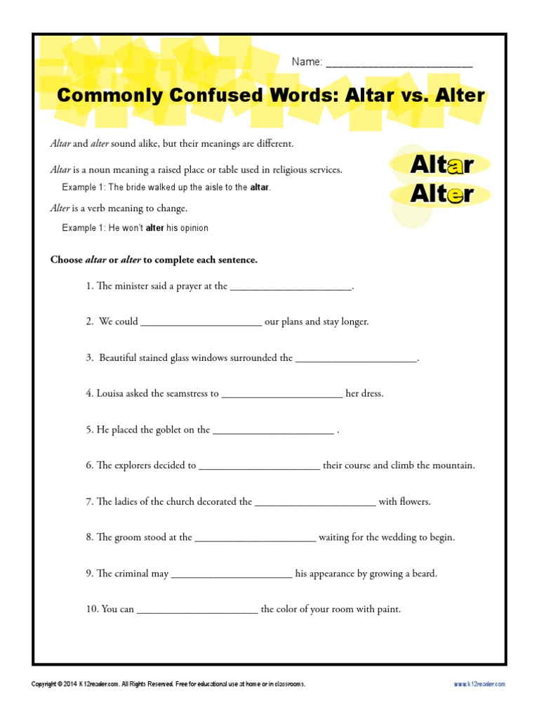 Commonly Confused Words Altar Vs Alter | PDF | Altar | Fashion Related ... Commonly Confused Words Altar Vs Alter | PDF | Altar | Fashion Related ...
