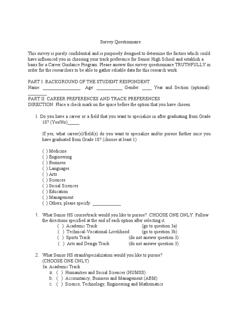 Survey Questionnaire | PDF | Survey Methodology | Cognition