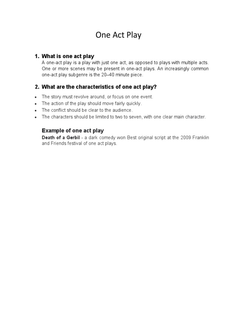 One Act Play | PDF