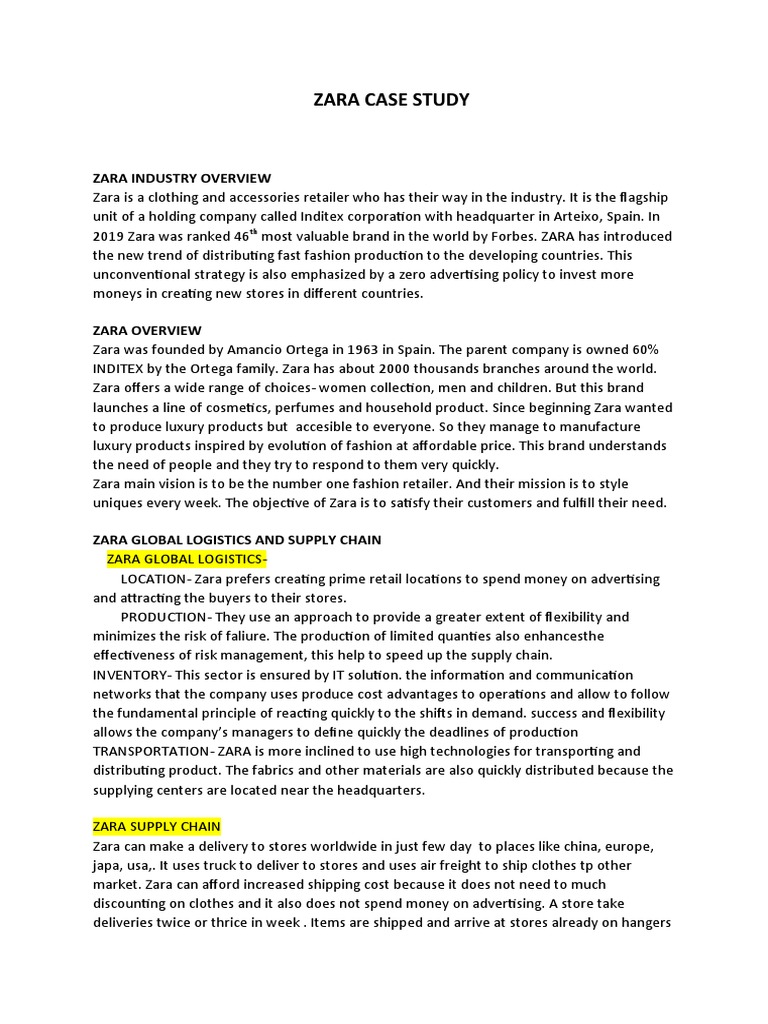 Zara - Fash Fasion Case Study | PDF | Fashion | Demand