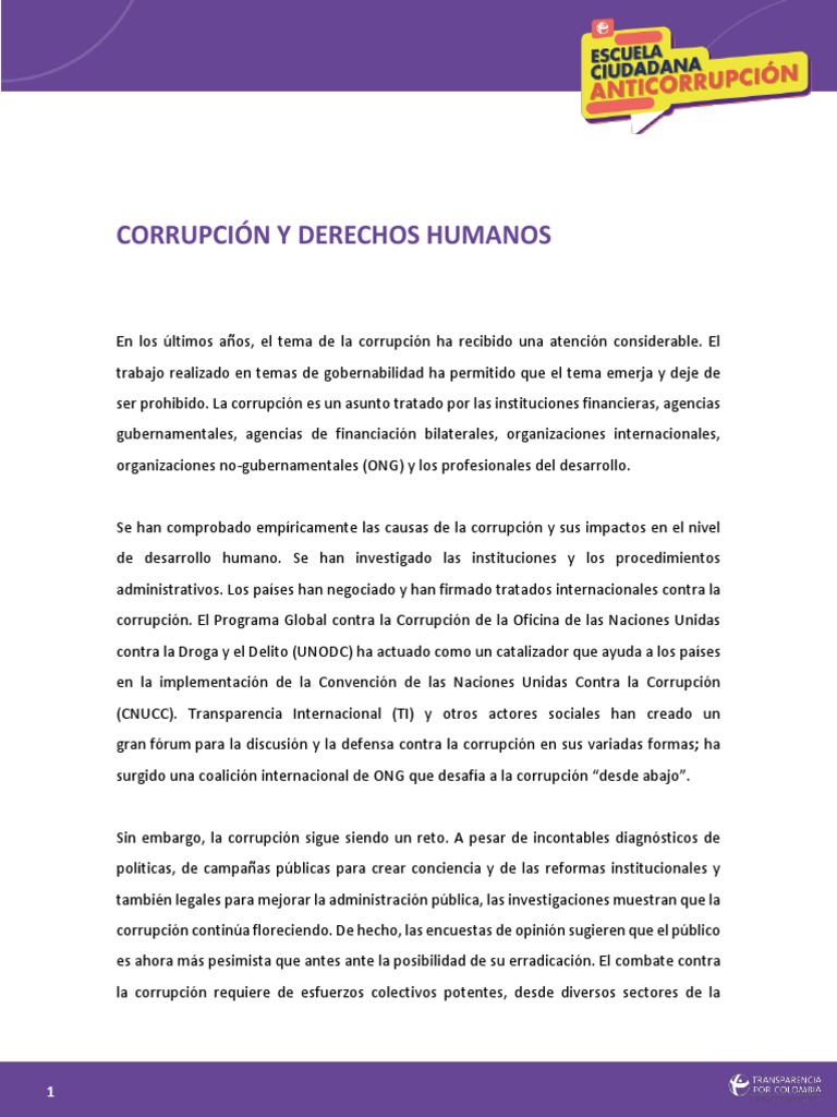 M1 Ut2 Lectura 2 - Corrupción y Derechos Humanos | PDF | Corrupción política | Derechos humanos
