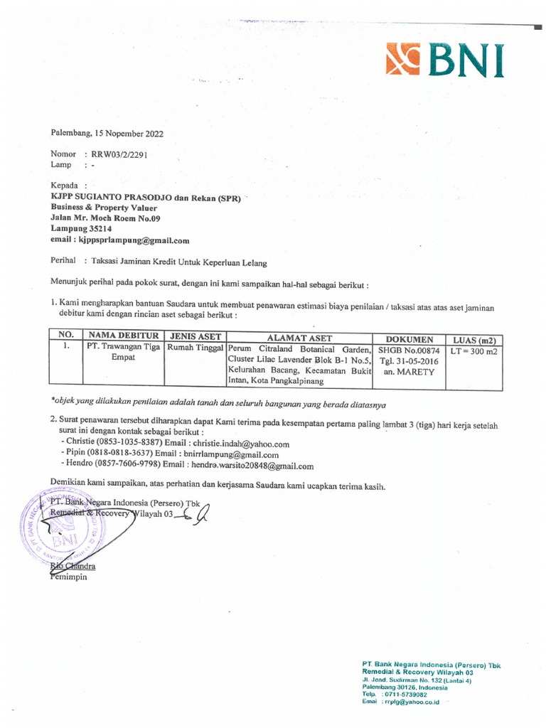 Taksasi Jaminan PT TT E (1) - 3 | PDF