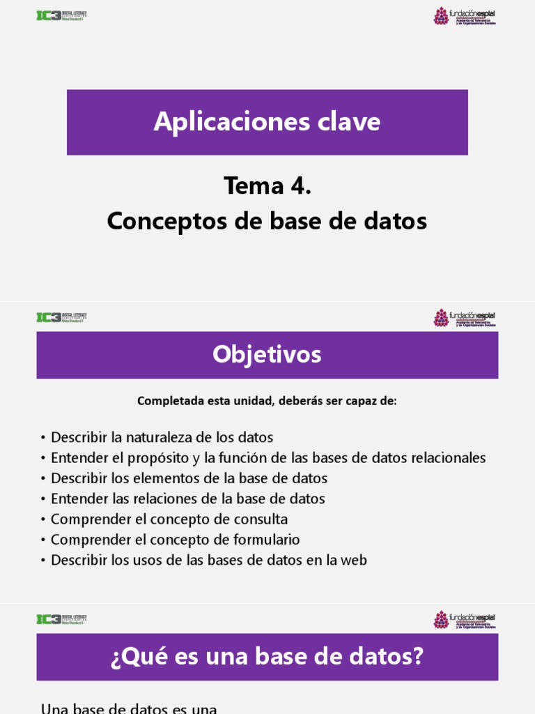 Unidad 2. Tema 4. Conceptos de Bases de Datos | PDF | Bases de datos | SQL