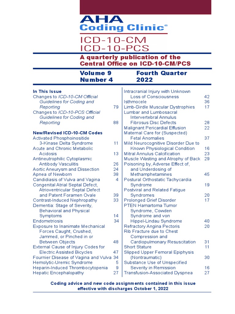 4th QTR 2022 Coding Clnic For ICD 10 CM PCS | PDF | Dementia | Muscular Dystrophy