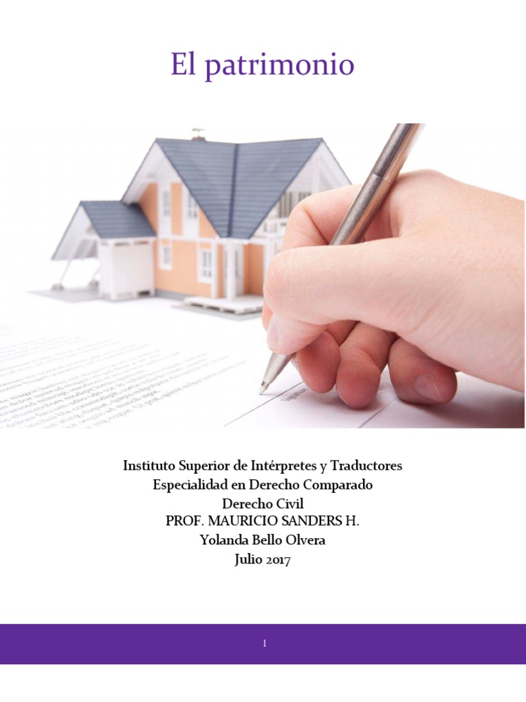 El Patrimonio en Derecho Mexicano | PDF | Posesión (Ley) | Propiedad
