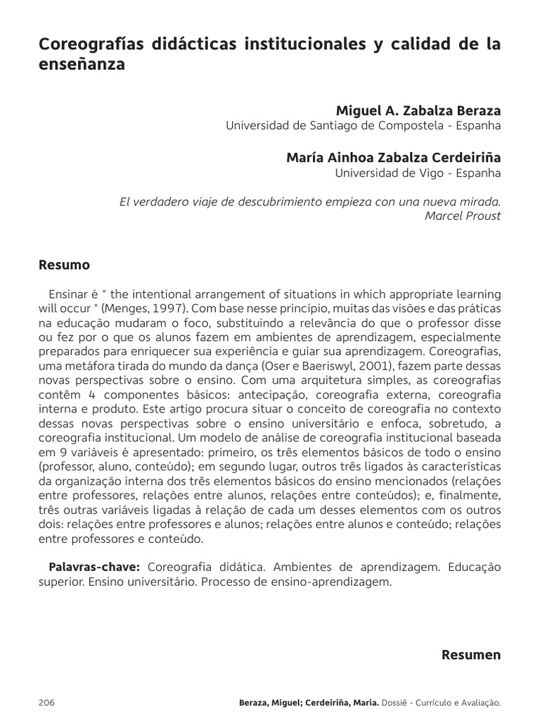 Análisis de un modelo de coreografía institucional para entender la enseñanza universitaria como ...