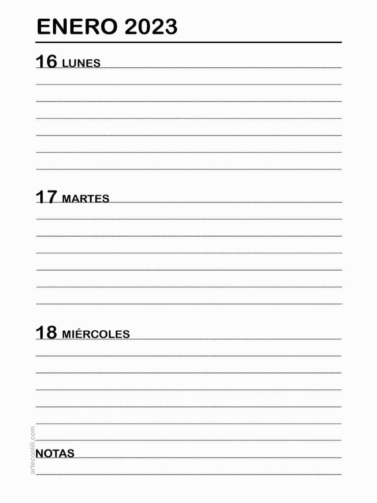 Agenda Simple Semanas 2023 Recordada | PDF