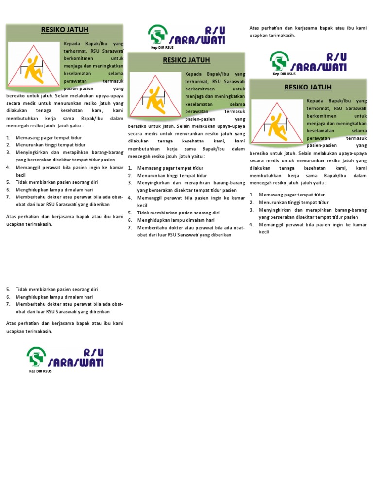 Leaflet Resiko Jatuh Edite | PDF | Kesehatan Holistik