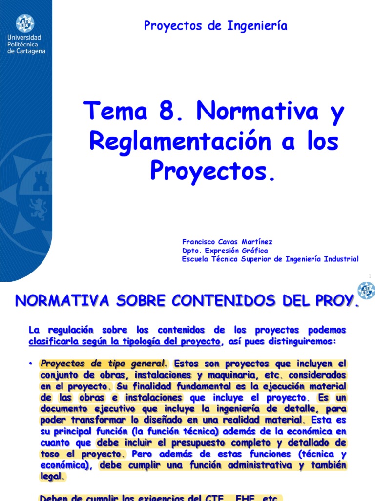 T8. Normativa y Reglamentación Aplicable A Los Proyectos - V - 1 | PDF | Regulación | Uso ...