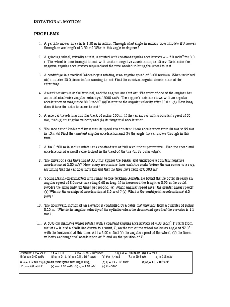 Rotational Motion Problems Solved | PDF | Acceleration | Speed