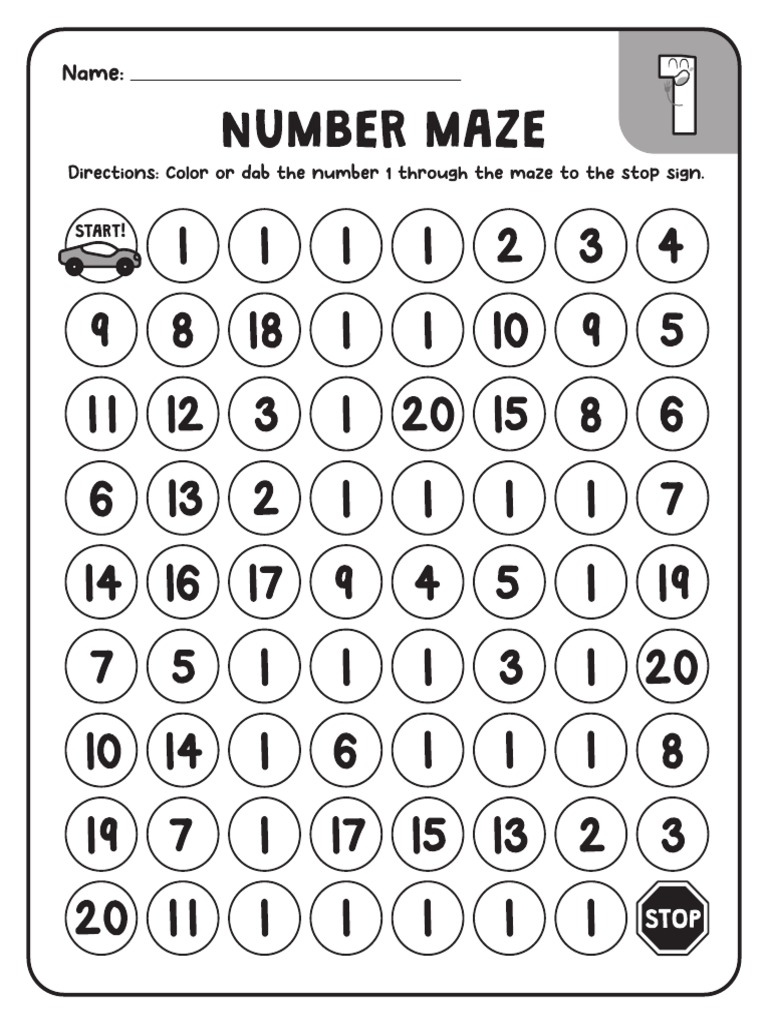 Number Maze 1-20 | PDF