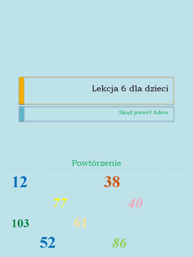 Lekcja 6 Dla Dzieci | PDF