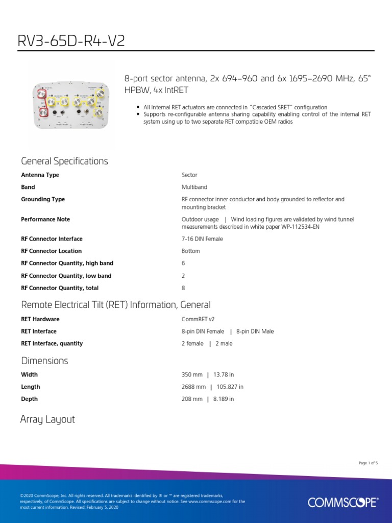 RV3-65D-R4-V2: General Specifications | PDF | Antenna (Radio) | Decibel