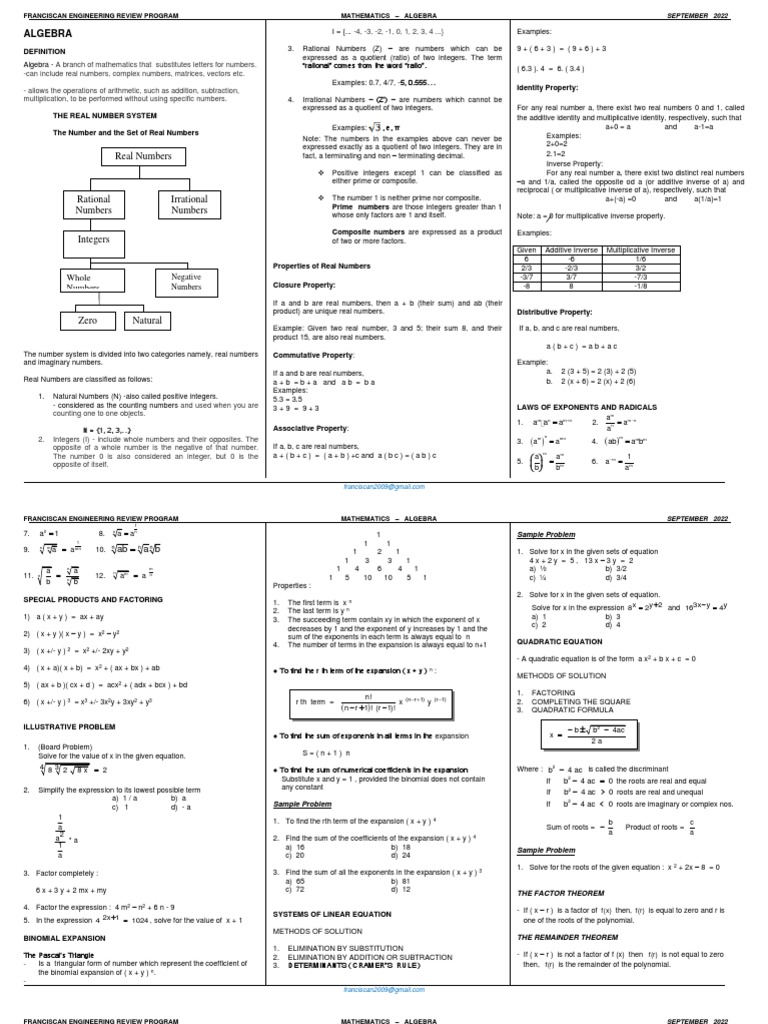 Algebra Hand 0uts | PDF | Numbers | Factorization