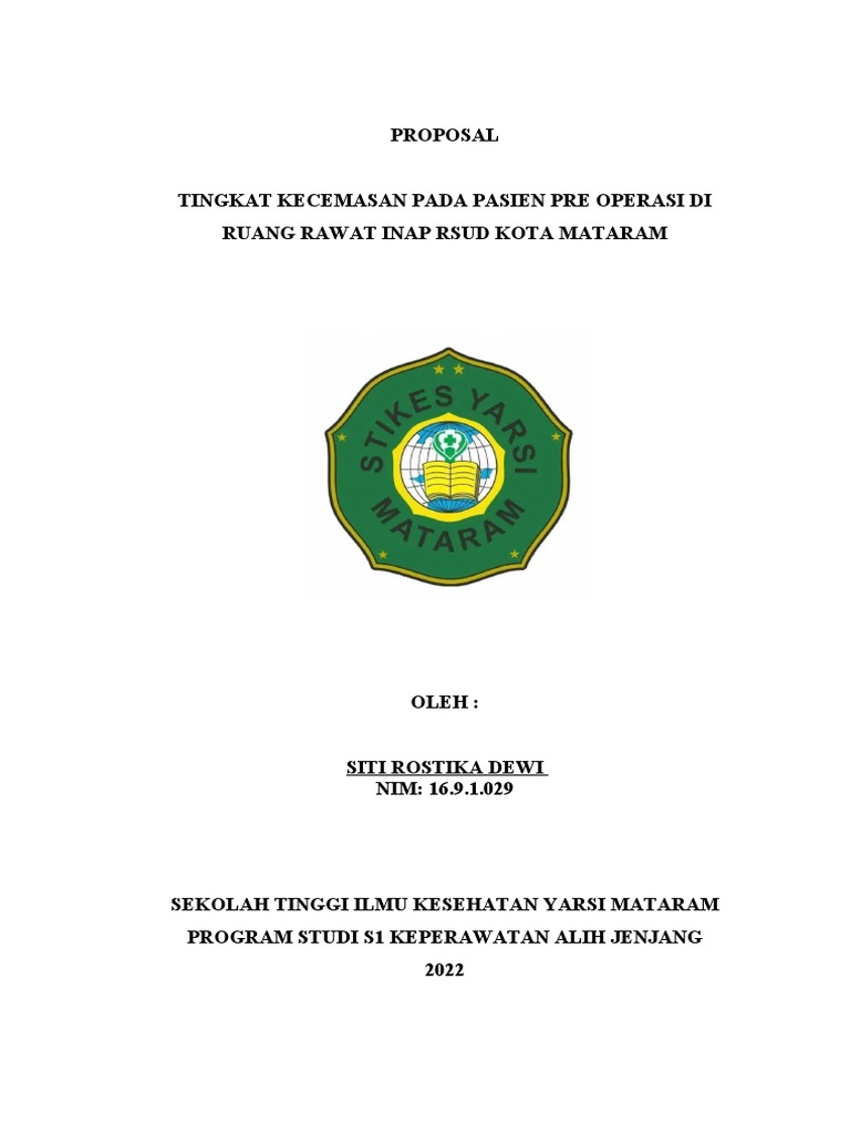 Kecemasan Pasien Pre Operasi RSUD Mataram | PDF