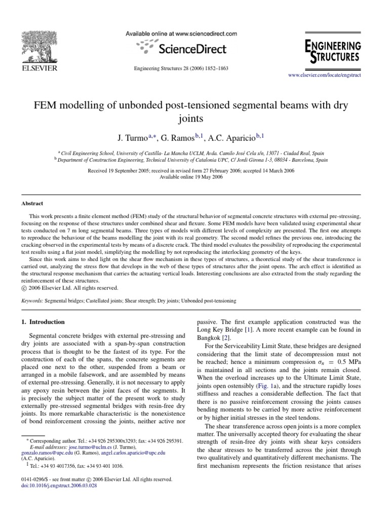 Dry Joint of Precast Bridges FEM Model | PDF | Strength Of Materials ...